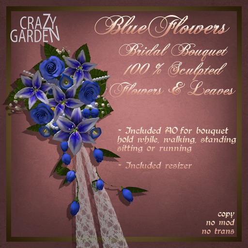 Second Life Marketplace - Blue Flowers Bridal Bouquet