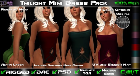 Second Life Marketplace - *EVO VT MESH* Twilight Mini Dress Pack