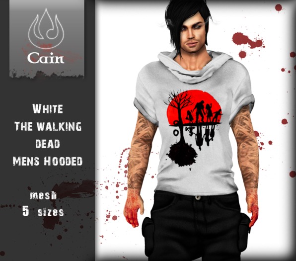 Second Life Marketplace - Cain - White - The walking dead - Mens Hooded ...