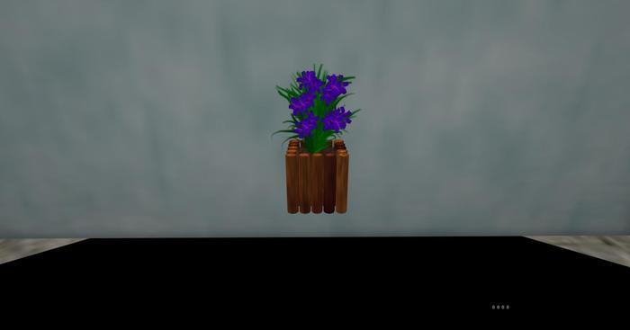 Second Life Marketplace - RC Wooden Planter with Purple Flowers