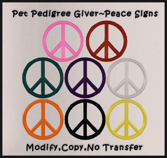 Second Life Marketplace - Pet Pedigree Giver-Peace Sign