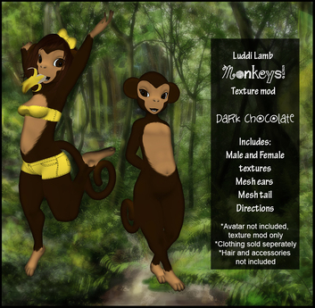 Second Life Marketplace - ::Zee Kat:: Dark Chocolate Monkey Luddi Lamb Mod