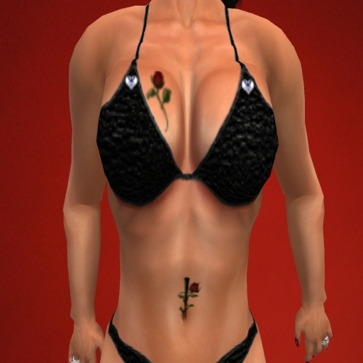 Second Life Marketplace Red Rose On Breast And Dagger Tummy Tat