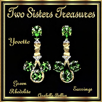 Second Life Marketplace - TST - YEVETTE GREEN RHODOLITE EARRINGS YG