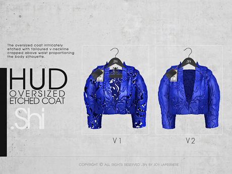 Second Life Marketplace - .Shi : Oversized Etched Coat {Blue}
