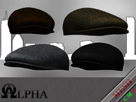 Second Life Marketplace - (ALPHA) Mesh_Wool_Herringbone_Scally_Cap