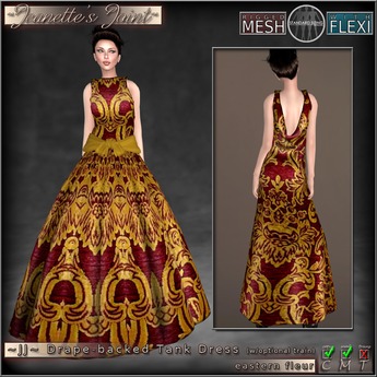 Second Life Marketplace - ~JJ~ Mesh Drape-backed Tank Dress (eastern fleur)