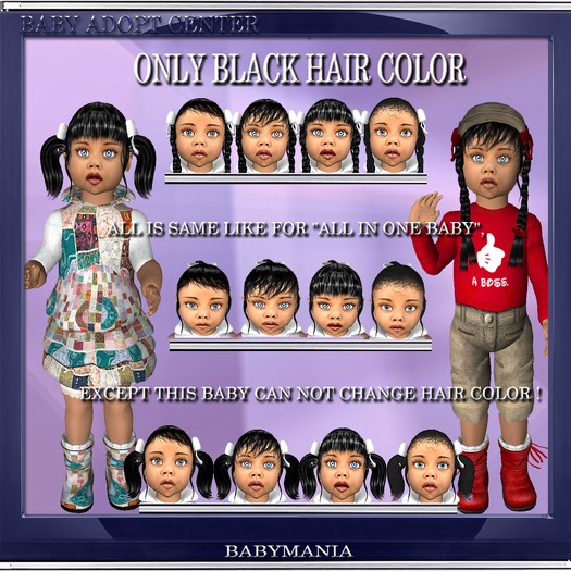 Second Life Marketplace - ALEXANDRA 4 YEARS BLACK HAIR-girl