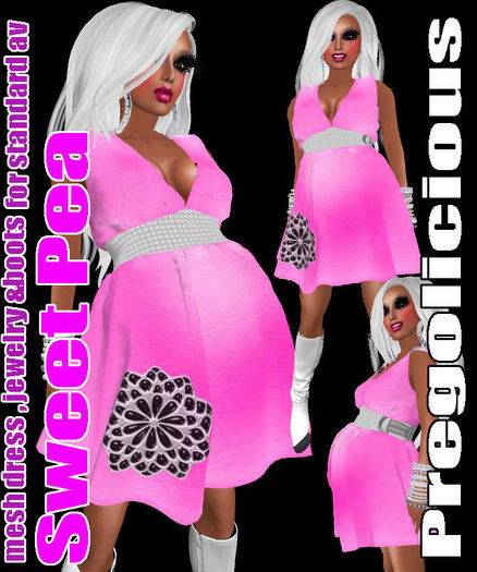 Second Life Marketplace - preggolicious- SWEET PEA - mesh dress boots ...