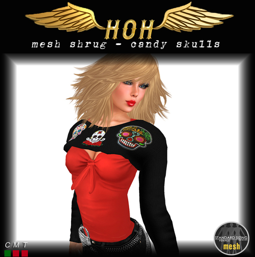 Second Life Marketplace - .:HoH:. Shrug/Cropped Top [Candy skull]