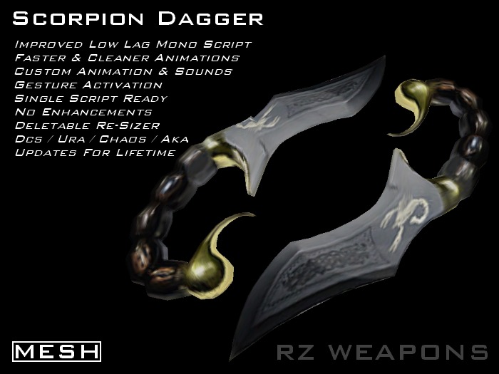 Second Life Marketplace - ::RZW:: Scorpion Dagger [MESH] :: v.2.0