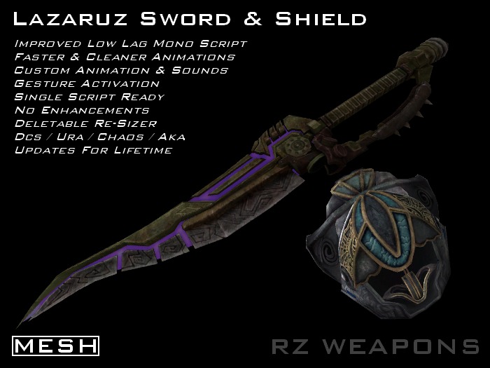 Second Life Marketplace - ::RZW:: Lazaruz Sword & Shield [MESH] :: v.2.0