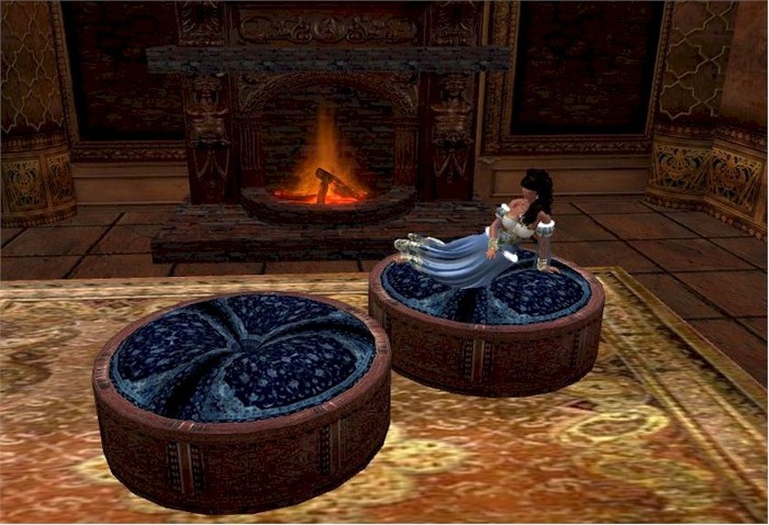 Second Life Marketplace - Elegance Lady's Ottoman (dk blue floral)