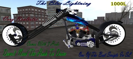 Second Life Marketplace - Blue Lightning chopper bike