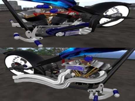 Second Life Marketplace - Blue Lightning chopper bike