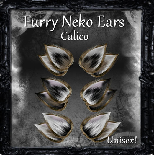 Second Life Marketplace - Psychotic Neko Furry Ears Calico Unisex PN