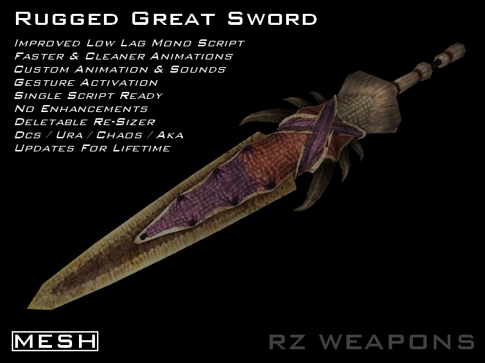 Second Life Marketplace - .::RZW::. Rugged Great Sword [MESH] :: v.2.0