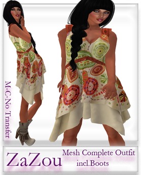 Second Life Marketplace - ZaZou Mesh BoHo Style Complete Outfit 1