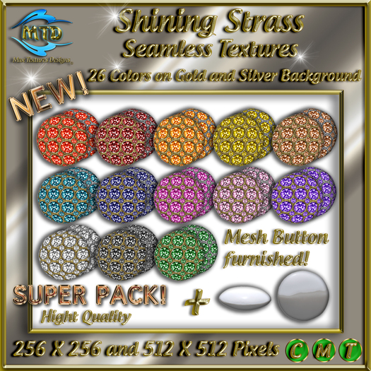 Second Life Marketplace - SHINING STRASS - SEAMLESS - GOLD & SILVER