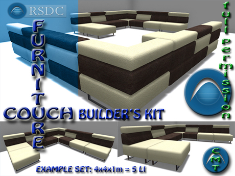 Second Life Marketplace - RSDC FURNITURE - COUCH BUILDER'S KIT
