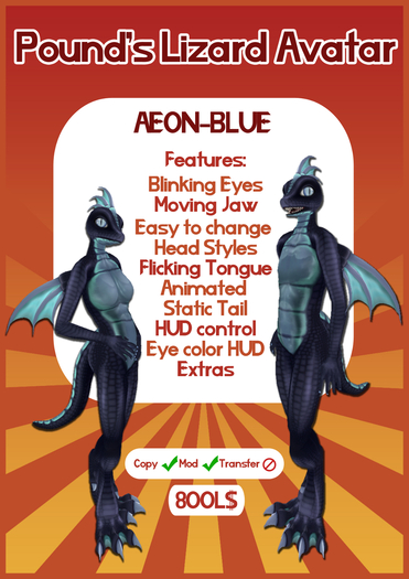 Second Life Marketplace - Pound's Lizard Avatar - AEON BLUE