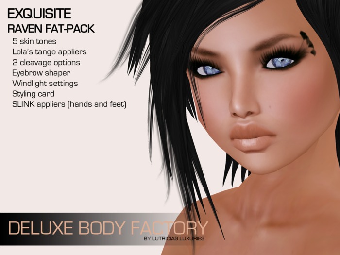 Second Life Marketplace - DBF Exquisite skin collection Raven fat-pack ...