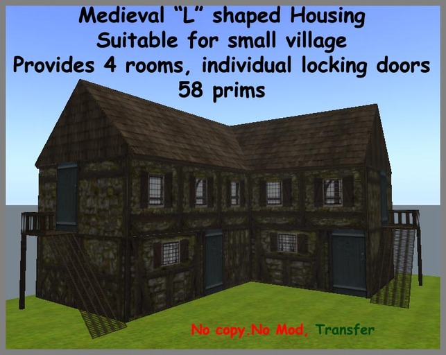Second Life Marketplace - Medieval L shaped 4 room house