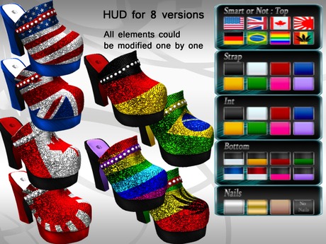 Second Life Marketplace - Flag Strass Clogs with HUD