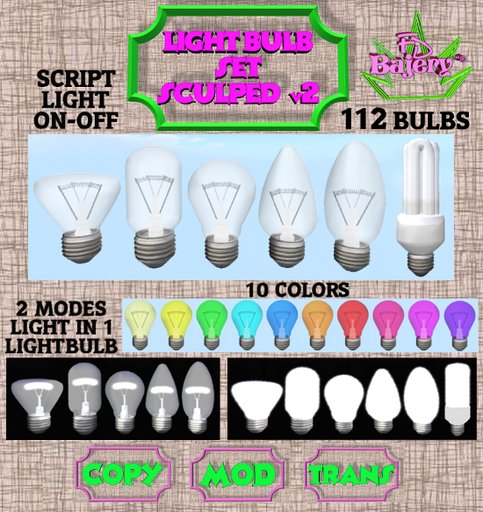 Second Life Marketplace - LIGHTBULBS SCULPTED v2 -REALISTIC- FULL PERM ...