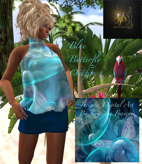Second Life Marketplace - Syl's Blue Butterfly Outfit
