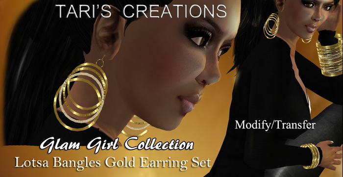 Second Life Marketplace - Tari's Creations-Glam Girl Lotsa Bangles Gold ...