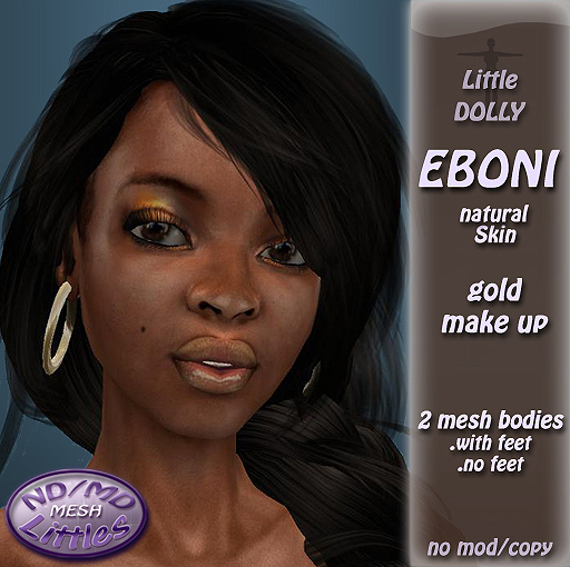 Second Life Marketplace - ND/MD Little Dolly EBONI (gold makeup) - MESH ...