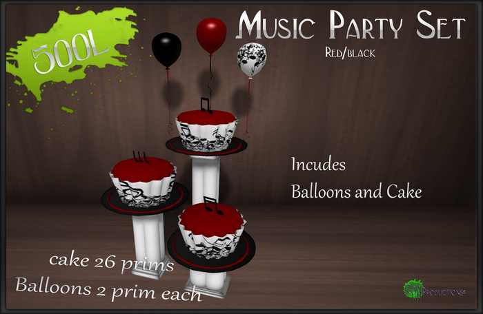 Second Life Marketplace - Music Party Set (Red/Black) Goo Designs Reduced