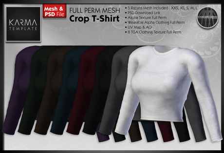 Second Life Marketplace - Karma Template - Full Perm Mesh Crop T-Shirt ...