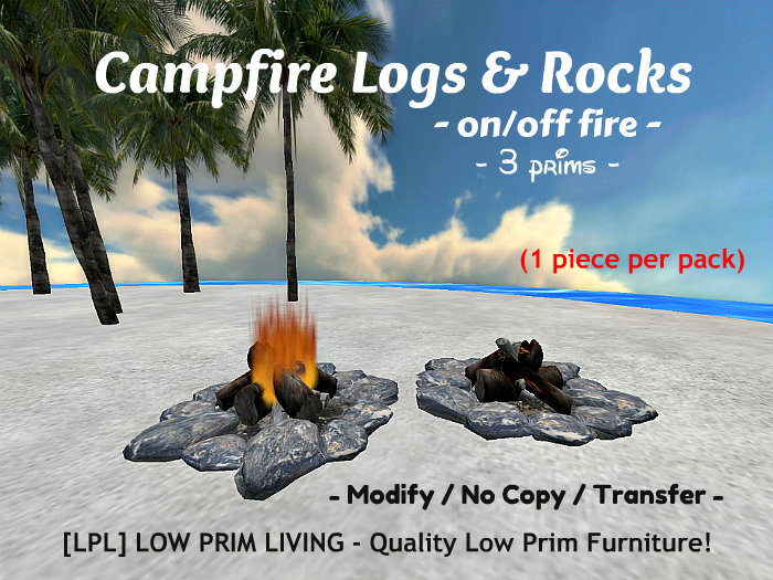 Second Life Marketplace - Campfire Logs with Rocks - on/off fire ...