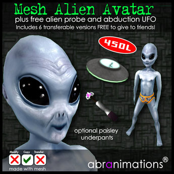 Second Life Marketplace - Mesh Alien Avatar (+ 6 FREE Transferable Copies)