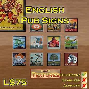 Second Life Marketplace - USC Textures - English Pub Signs