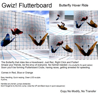Second Life Marketplace - Gwiz! Flutterboard - Orange