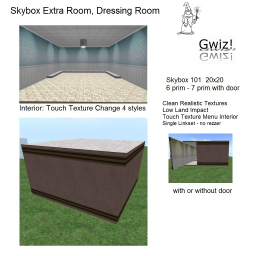 Second Life Marketplace - Gwiz! Skybox Dressing Room (20x20) 101 boxed