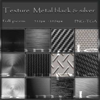 Second Life Marketplace - AT-Texture Metal black & silver + hud texture ...