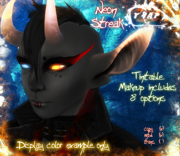 Second Life Marketplace - [][]Trap[][] Neon Streak Tintable Makeup