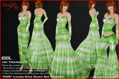 Second Life Marketplace - *DNR* Lovely Dina Gown & Pant Set Green