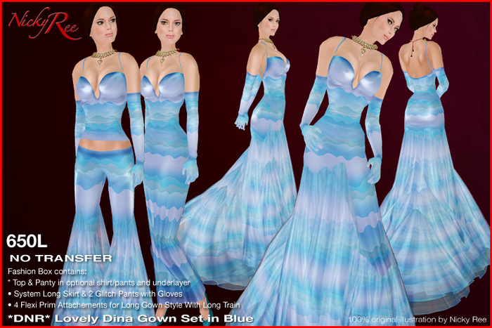 Second Life Marketplace - *DNR* Lovely Dina Gown & Pant Set Blue