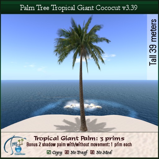 Second Life Marketplace - Tropical Palm Tree Coconut Giant-3 prims-Copy ...