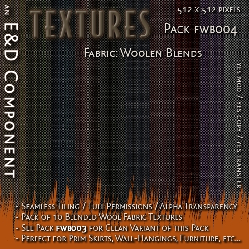 Second Life Marketplace - [FWB004] 10 Blended Wool Fabric Textures with ...