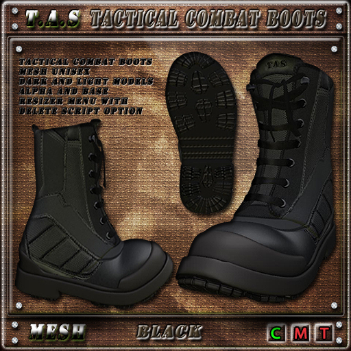 Second Life Marketplace - TAS Tactical Combat Boots Black