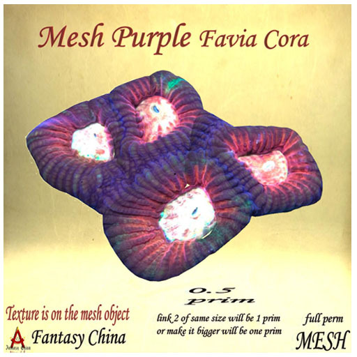 Second Life Marketplace - MESH purple favia coral full perm 0.5 prim