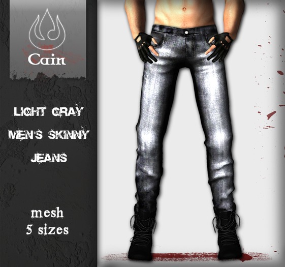 Second Life Marketplace - Cain - Light Gray - Men's Skinny Jeans