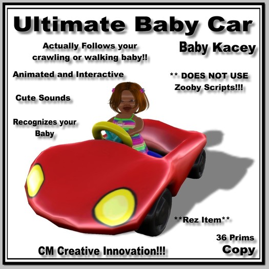 Second Life Marketplace - CM Ultimate Baby Kacey W/Car Teal (Open)