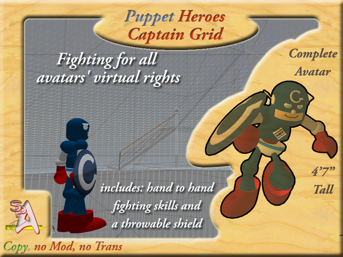 Second Life Marketplace - Puppet Heroes - Captain Grid boxed